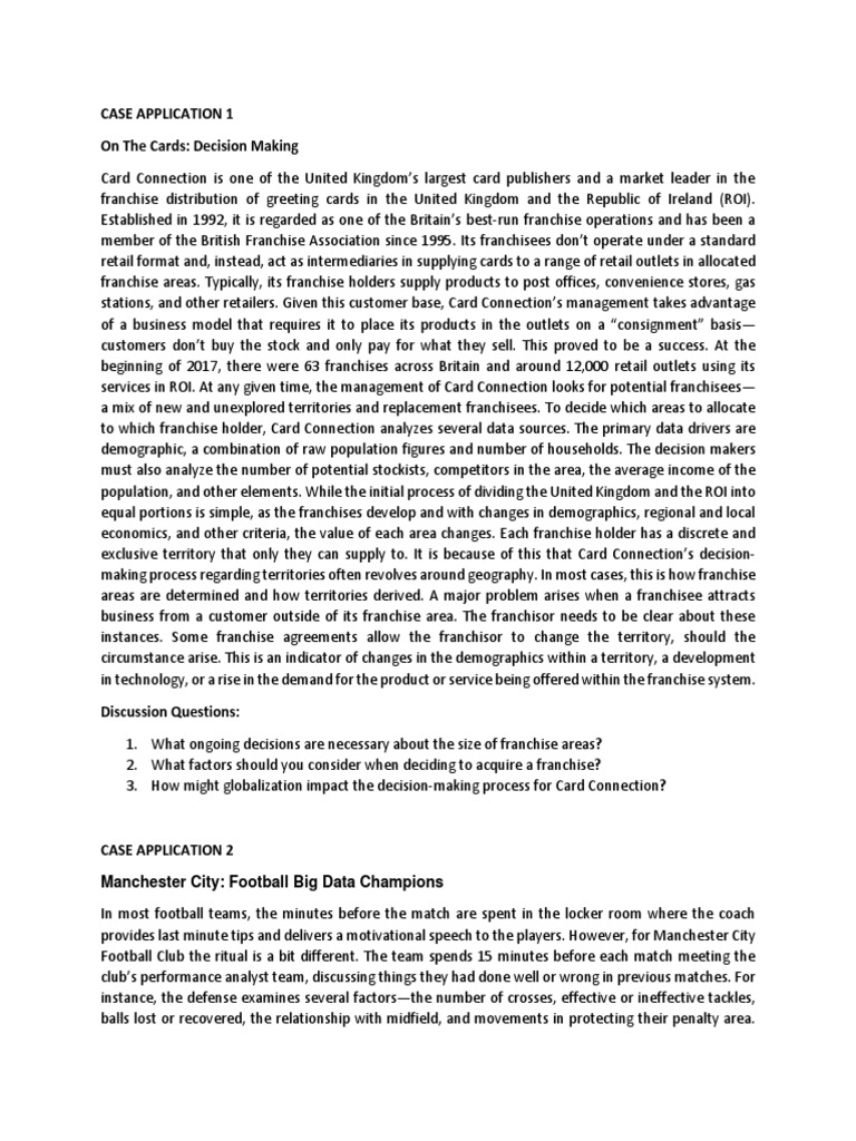 Case Application - Ch2 | PDF | Franchising | Big Data