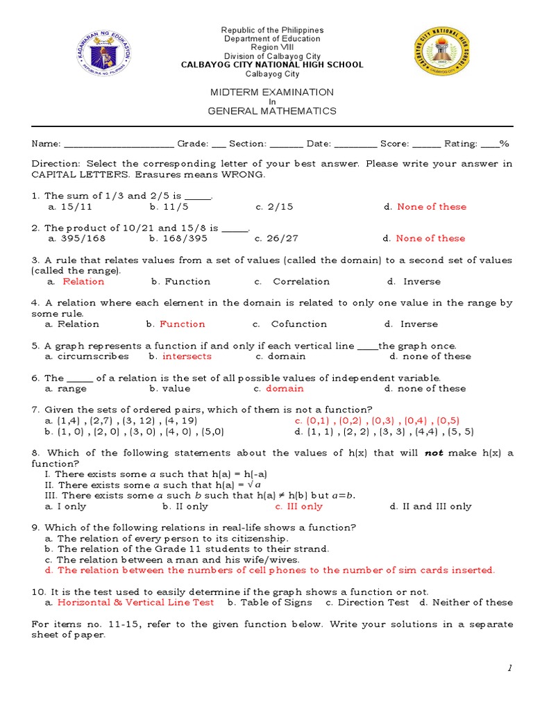 Midterm Exam in Gen Math Sy 2022 2023 | PDF | Function (Mathematics ... Midterm Exam in Gen Math Sy 2022 2023 | PDF | Function (Mathematics ...