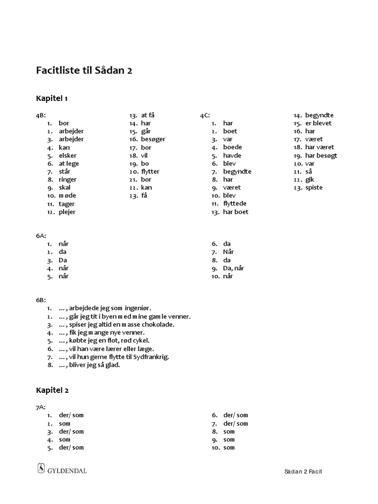 Facitliste Til Sådan 2.ashx | PDF