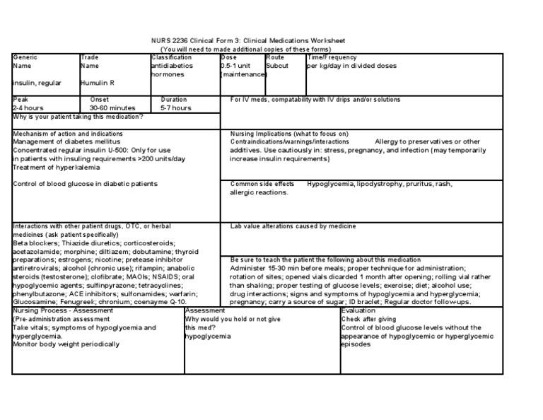 Insulin, Regular (Humulin R)