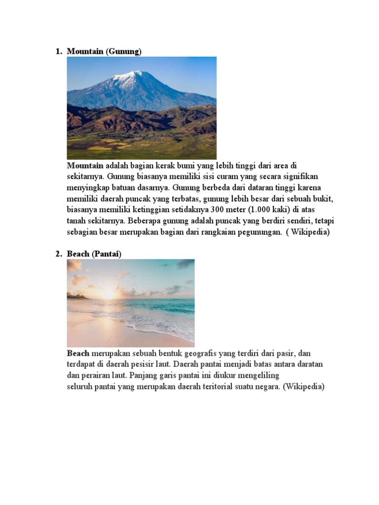 Pengertian dan Ciri Gunung | PDF