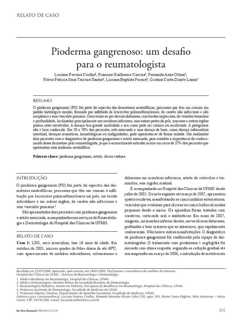 Pioderma Gangrenoso | PDF | Inflamação | Artrite