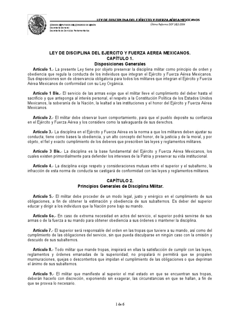 6 Ley de Disciplina Militar | PDF | Disciplinas | Oficial (Fuerzas Armadas)