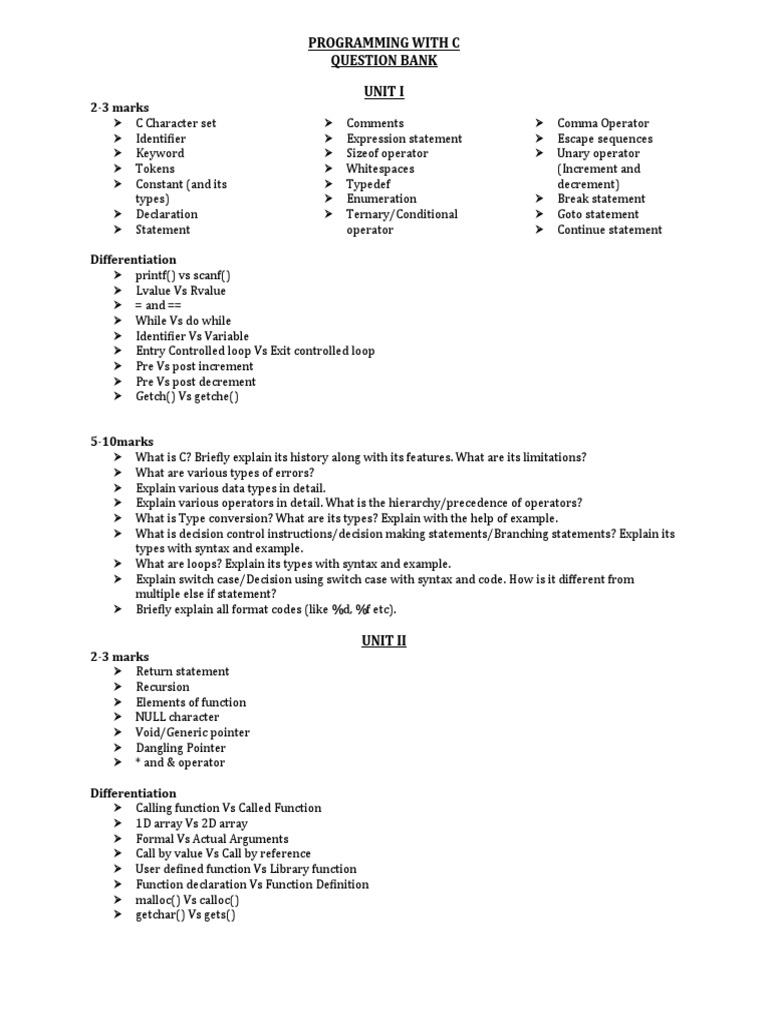 Question Bank | PDF | Pointer (Computer Programming) | Control Flow