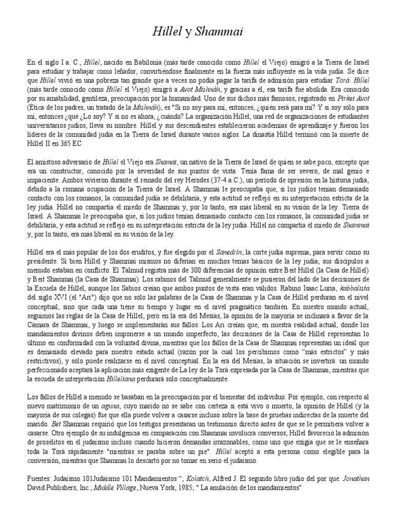 Hillel y Shammai | PDF | Tora | Talmud