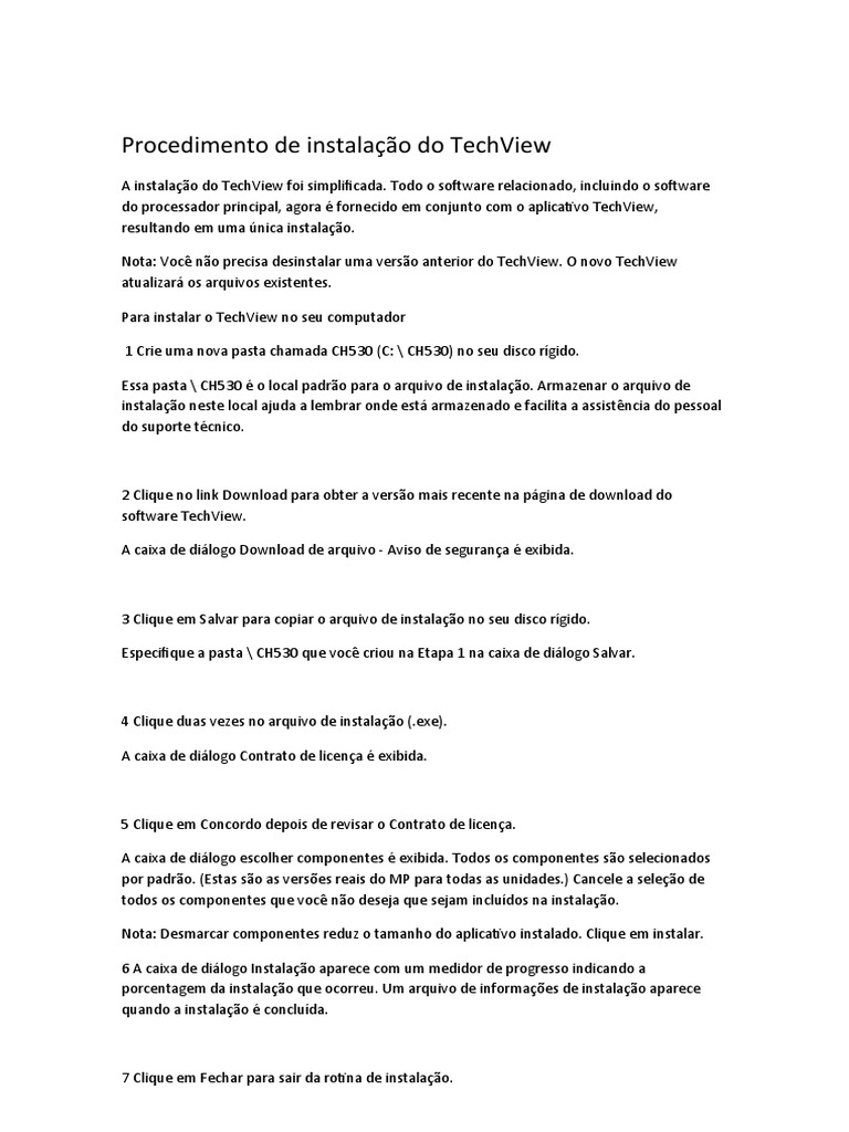 Procedimento de Instalação Do TechView | PDF