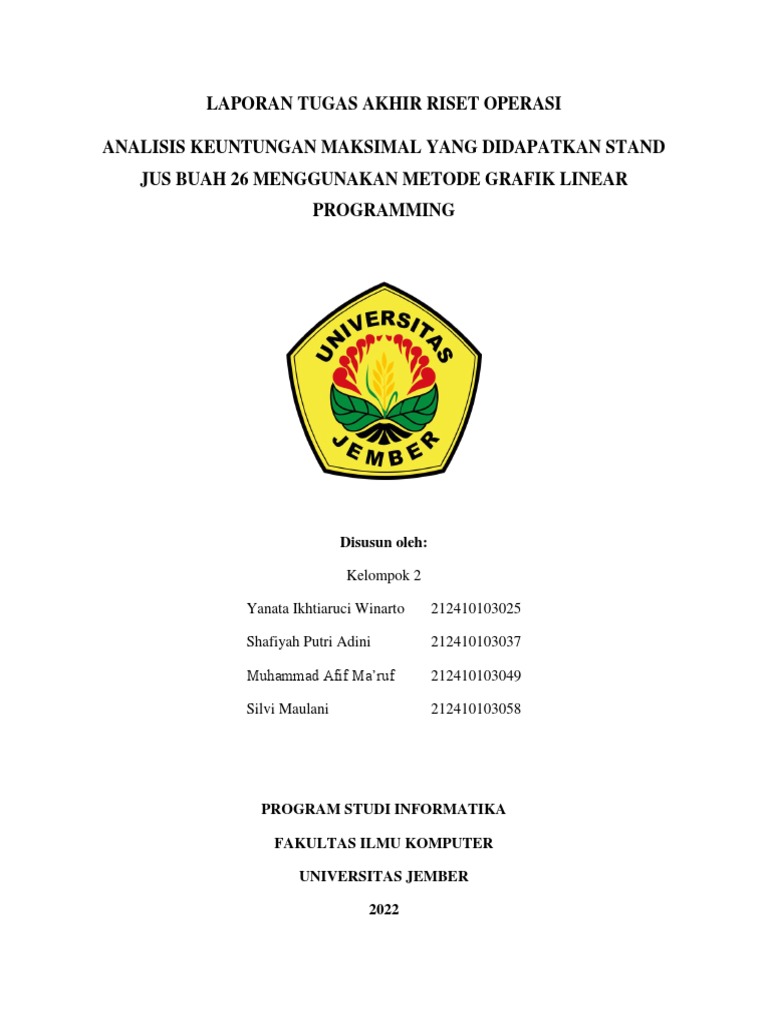 Analisis Keuntungan Maksimal Yang Didapatkan Stand Jus Buah 26 ...