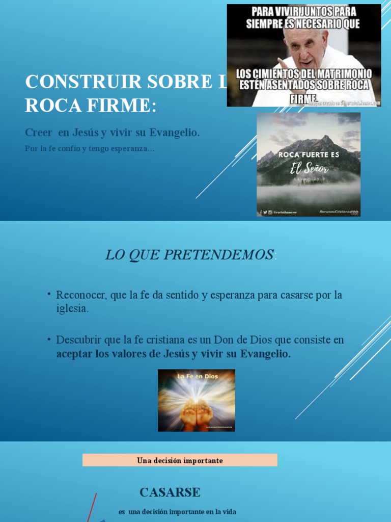 Matrimonio Edificando Sobre La Roca Pdf Fe Jesús