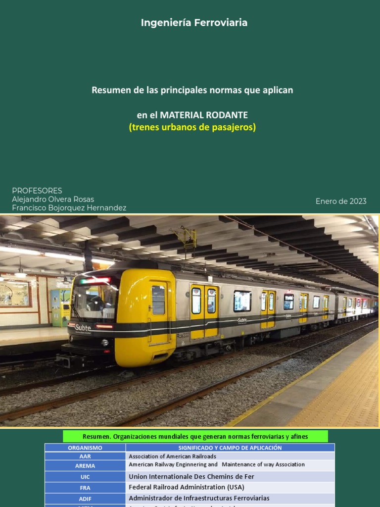 IF MR Normas Del Material Rodante - Trenes Urbanos de Pasajeros | PDF