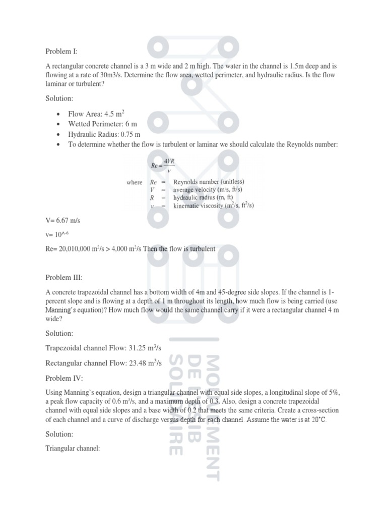 Problems Basic Hydraulics I | PDF