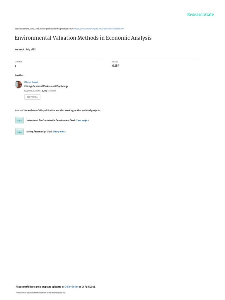 Environmental Valuation Methodsin Economic Analysis | PDF | Valuation ...