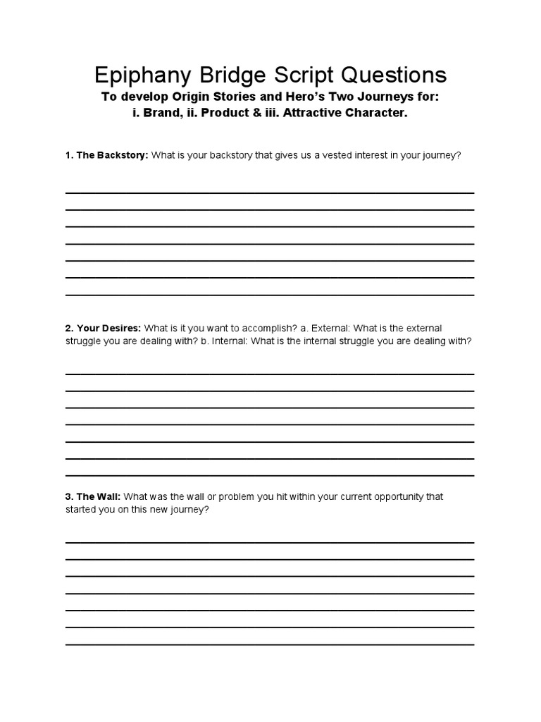 Epiphany Bridge Script Questions Pdf