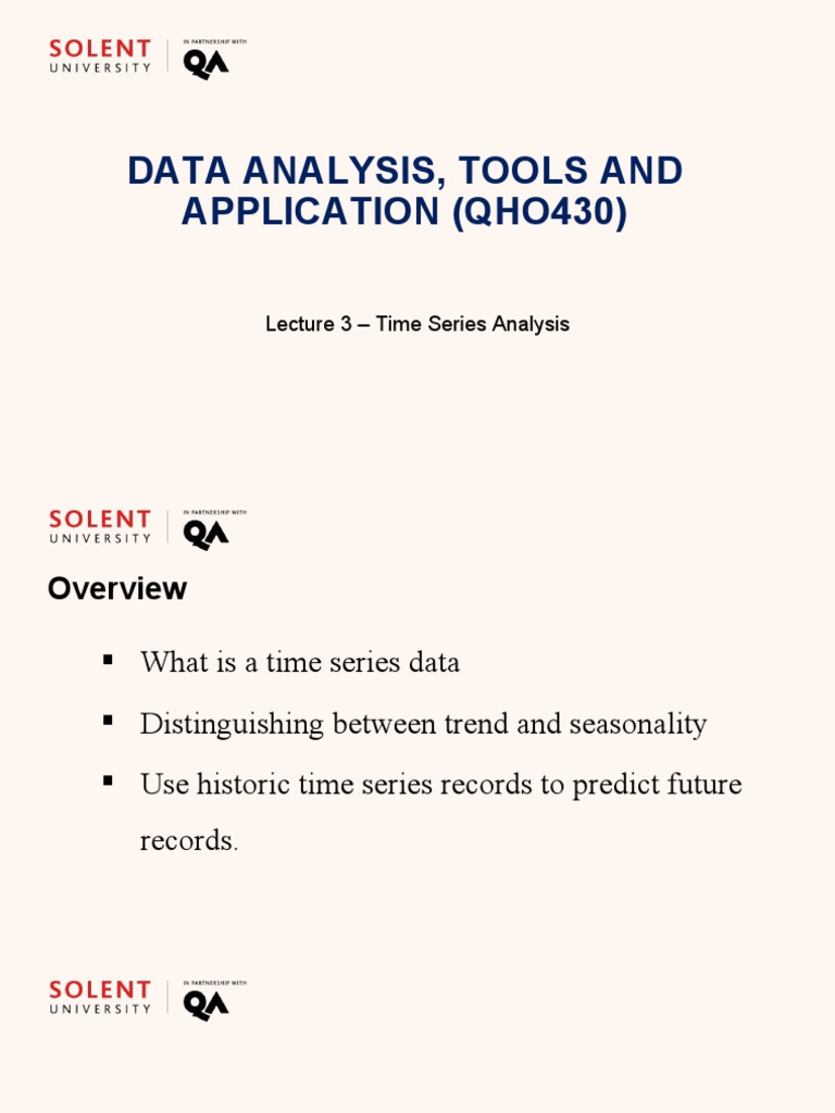 Lecture 3 Time Series Analysis Lecturer Pdf Forecasting Time