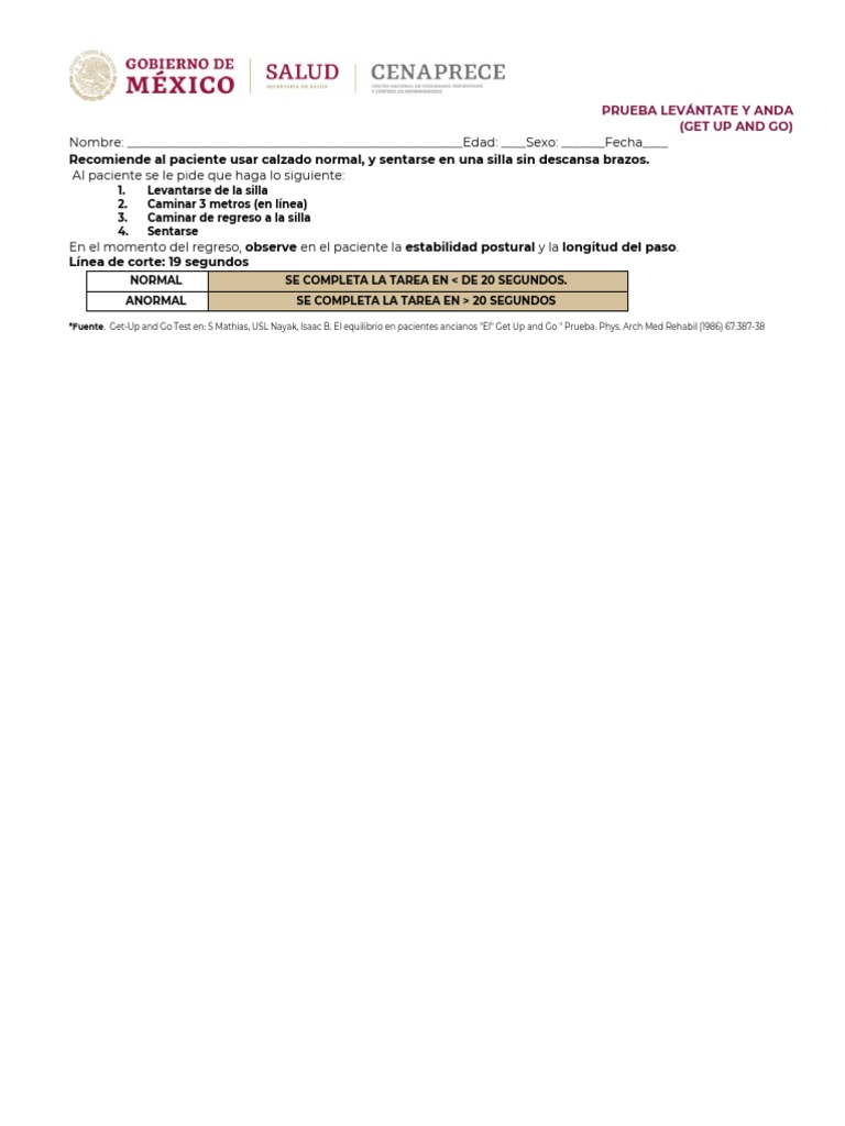 Prueba Levántate y Anda | PDF