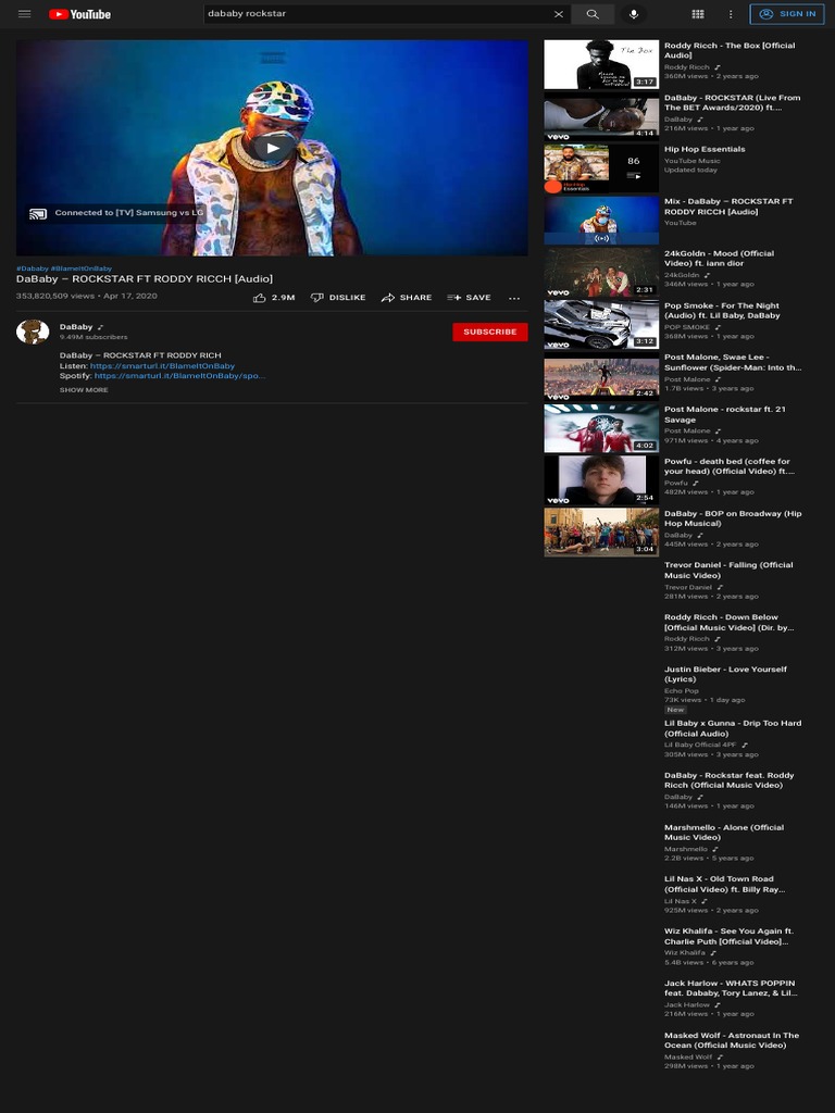 Dababy – Rockstar Ft Roddy Ricch [Audio] - Youtube | PDF | Popular ...