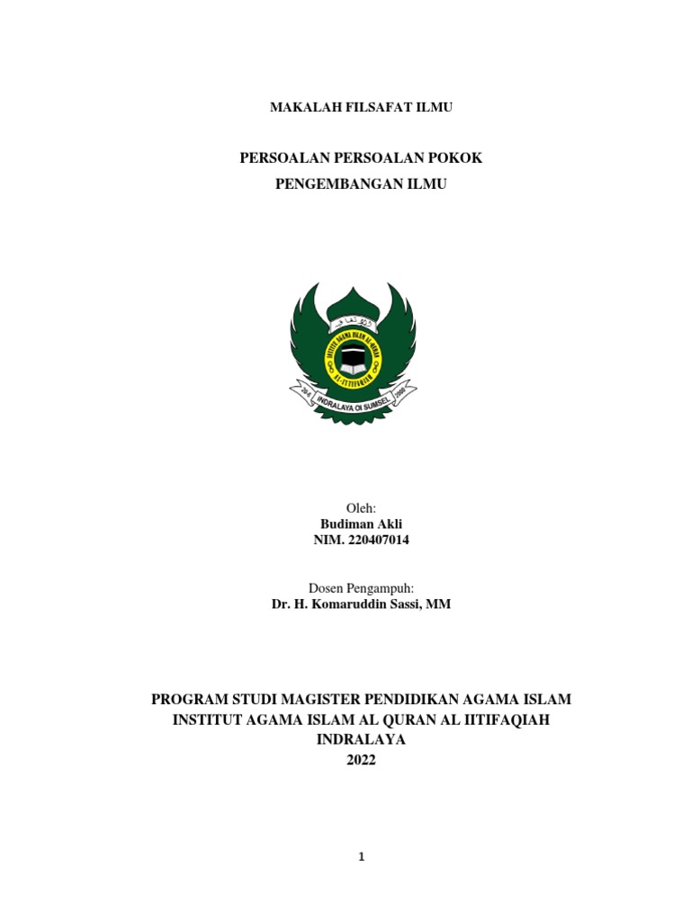 Persoalan Pokok Pengembangan Ilmu | PDF