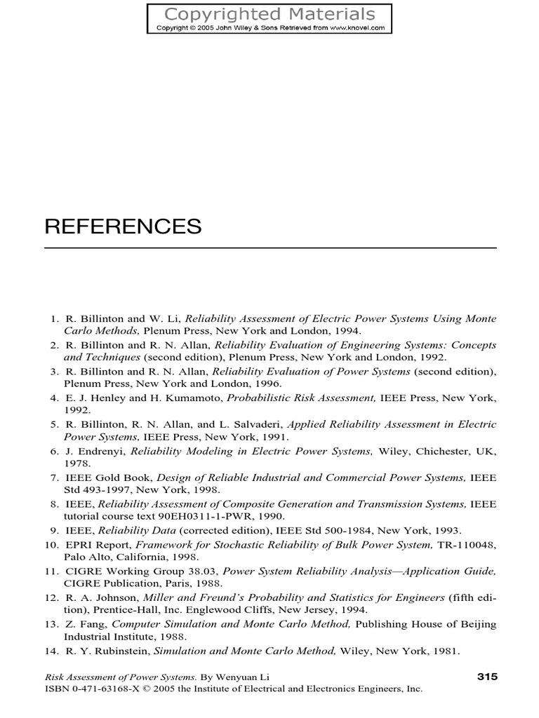 Power Systems 2005 - References | PDF | Reliability Engineering ...