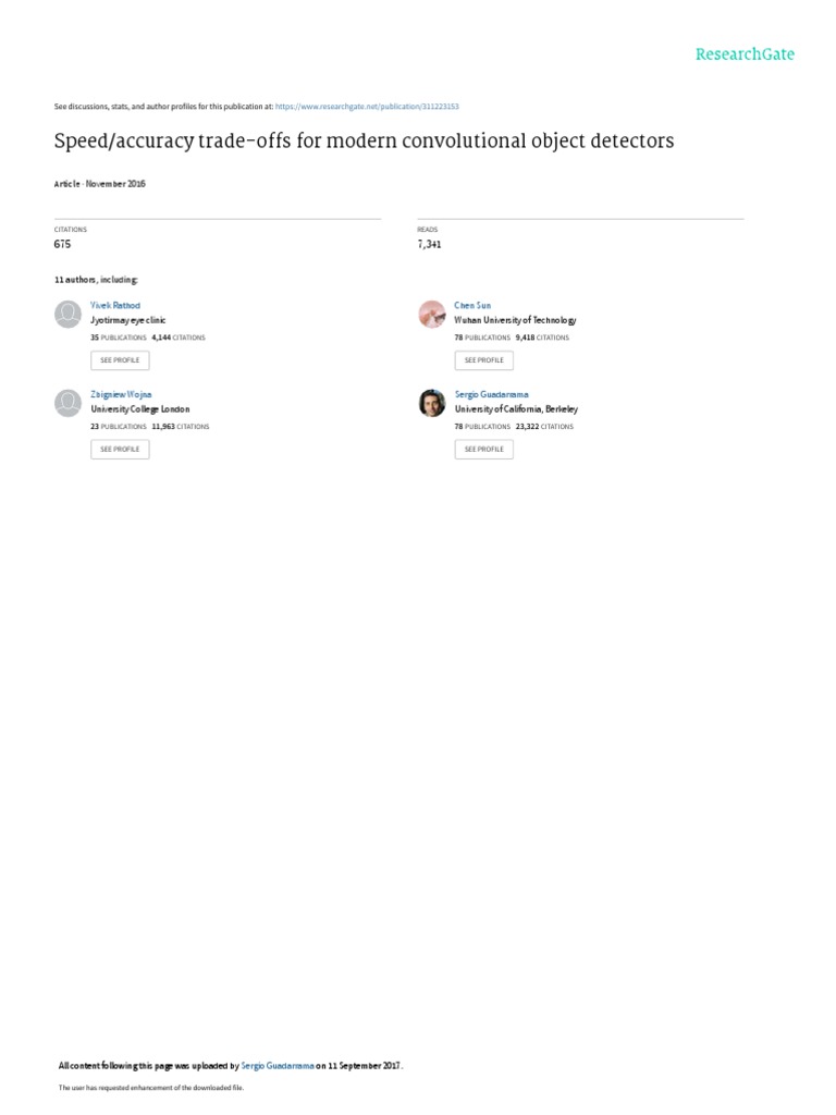 Speedaccuracy Trade-Offs For Modern Convolutional | PDF | Computing ...
