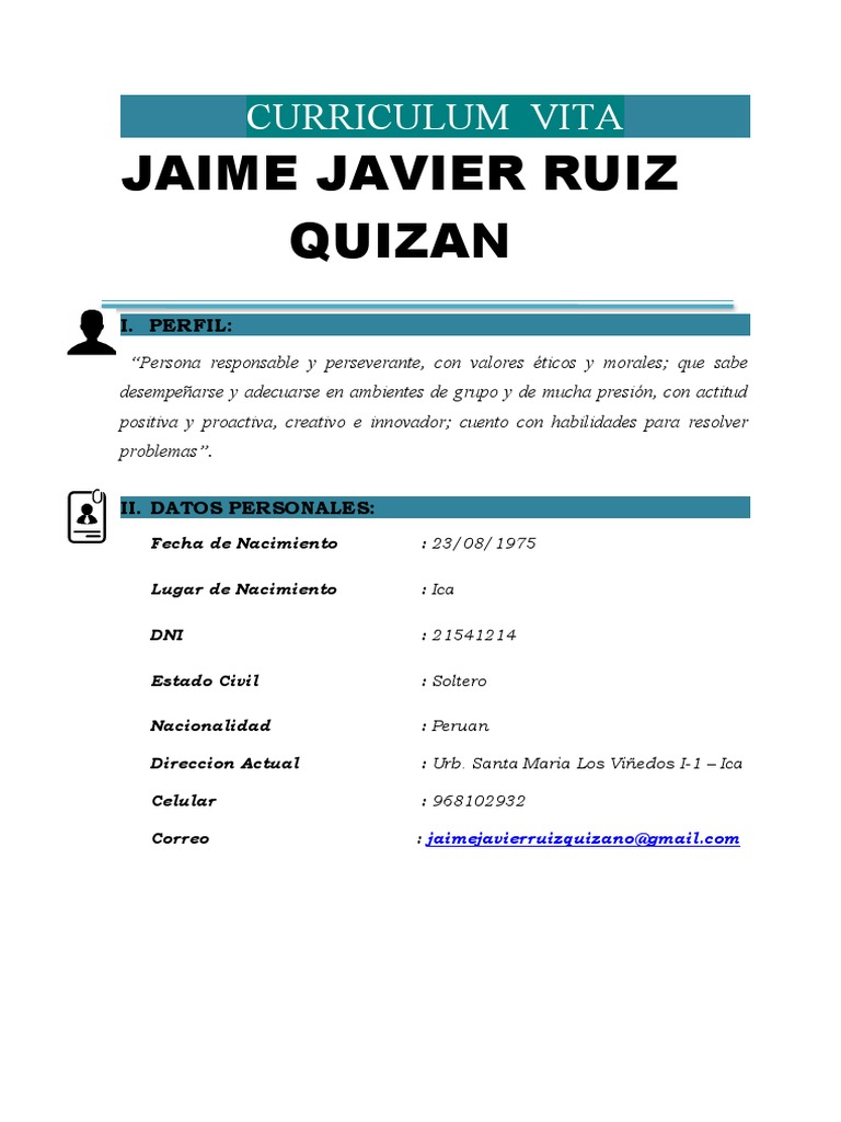 Curriculum Jaime Javier | PDF