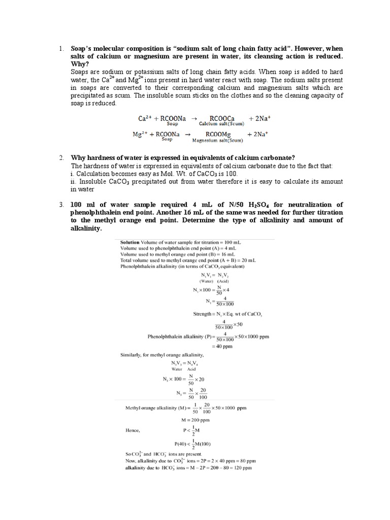 9.1 Water Tutorial Sheet-1 Solution PDF | PDF | Titration | Chemistry