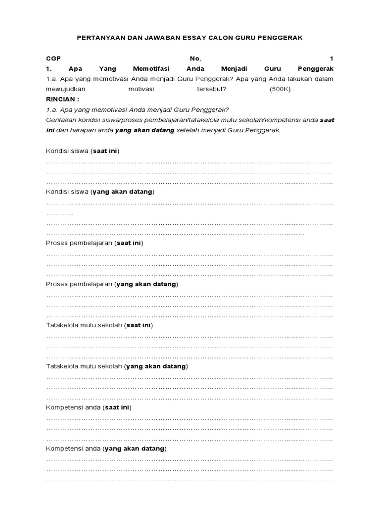 Essay Calon Guru Penggerak 2 (Detail) | PDF