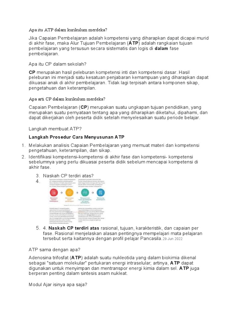 Pengertian ATP dalam Kurikulum Merdeka | PDF