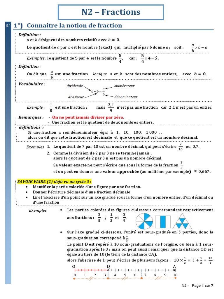N2 (New) - FRACTIONS | PDF | Division | Nombre rationnel