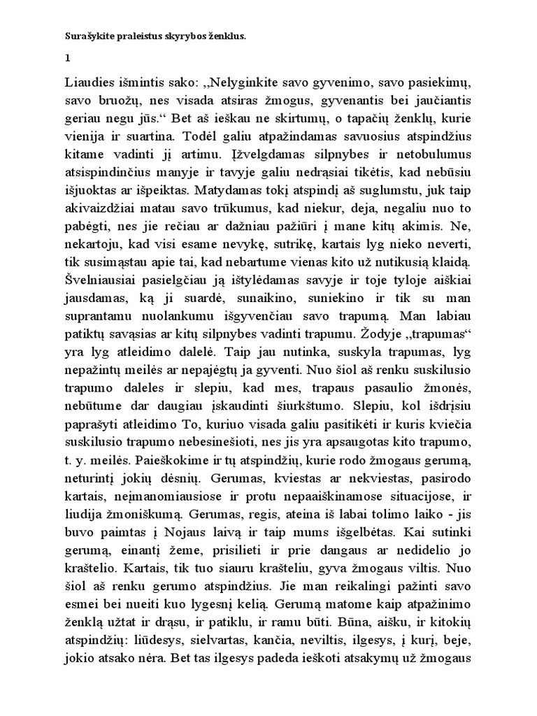 Surašykite Praleistus Skyrybos Ženklus | PDF