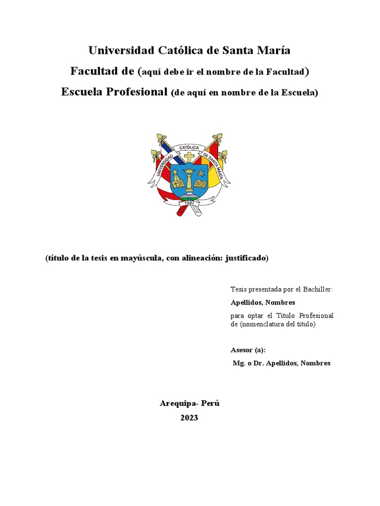 Formato Ejemplo Presentación de Tesis UCSM | PDF