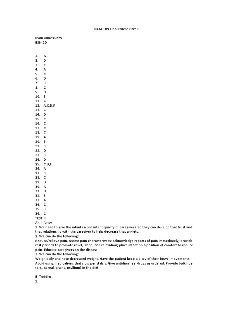 Ncm 109 Final Exams Part Ii Pdf Adolescence Preventive Healthcare