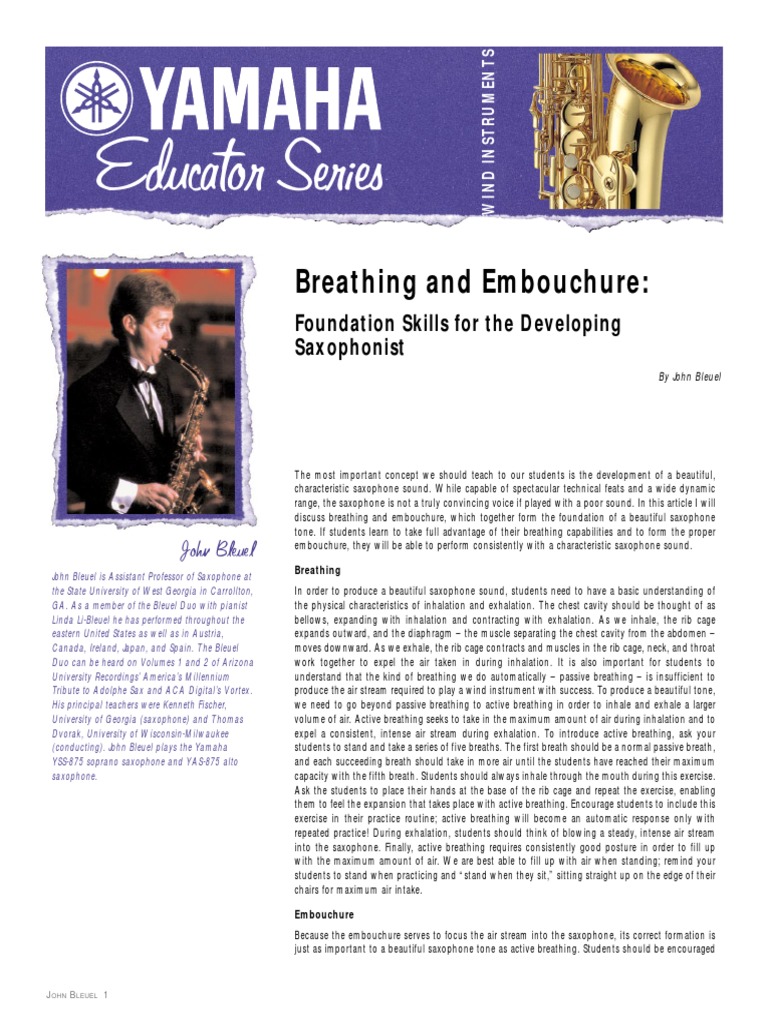Breathing and Embouchure | PDF | Breathing | Saxophone