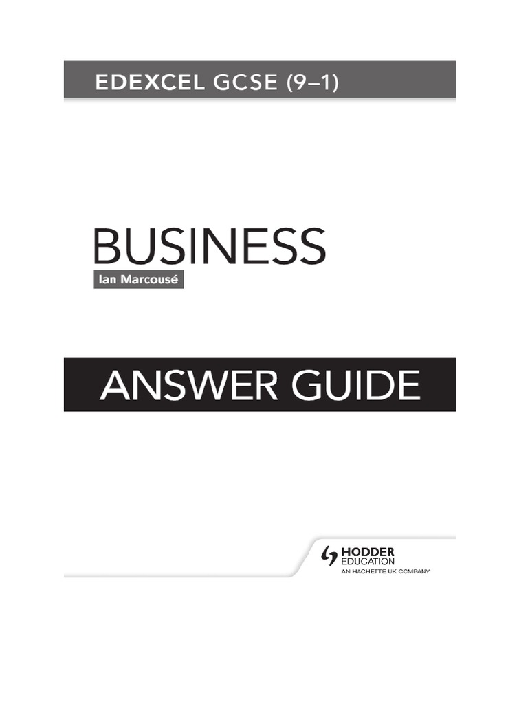 Business Gcse 2nd Edition Answers | PDF