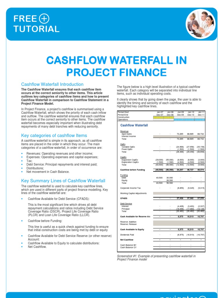 Cashflow Waterfall in Project Finance | PDF | Cash Flow Statement | Debt