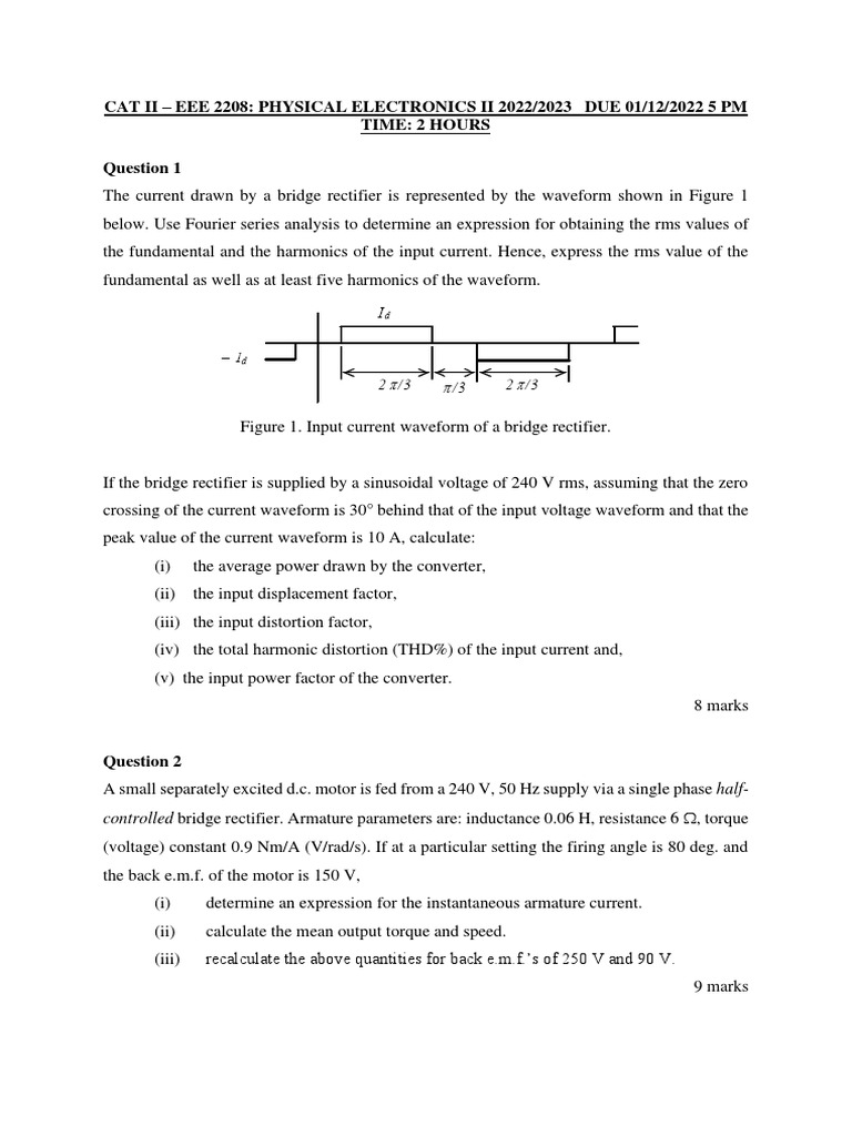 Physical Electronics II Exam Questions | PDF | Rectifier | Electrical ...