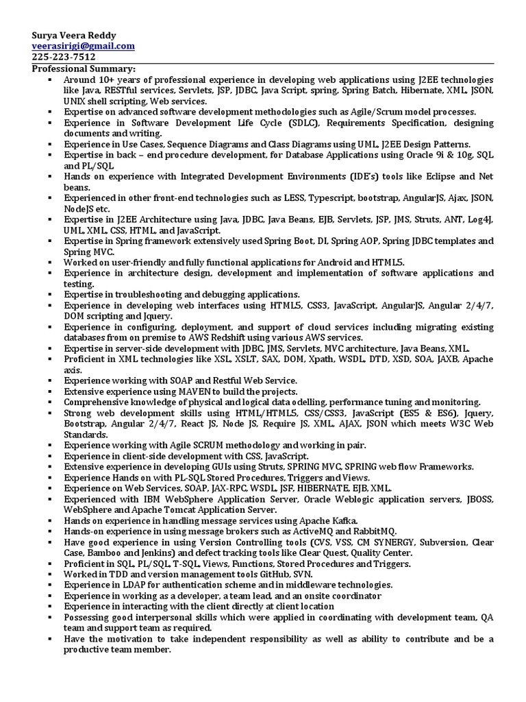 Surya Veera Reddy | PDF | Spring Framework | Representational State Transfer