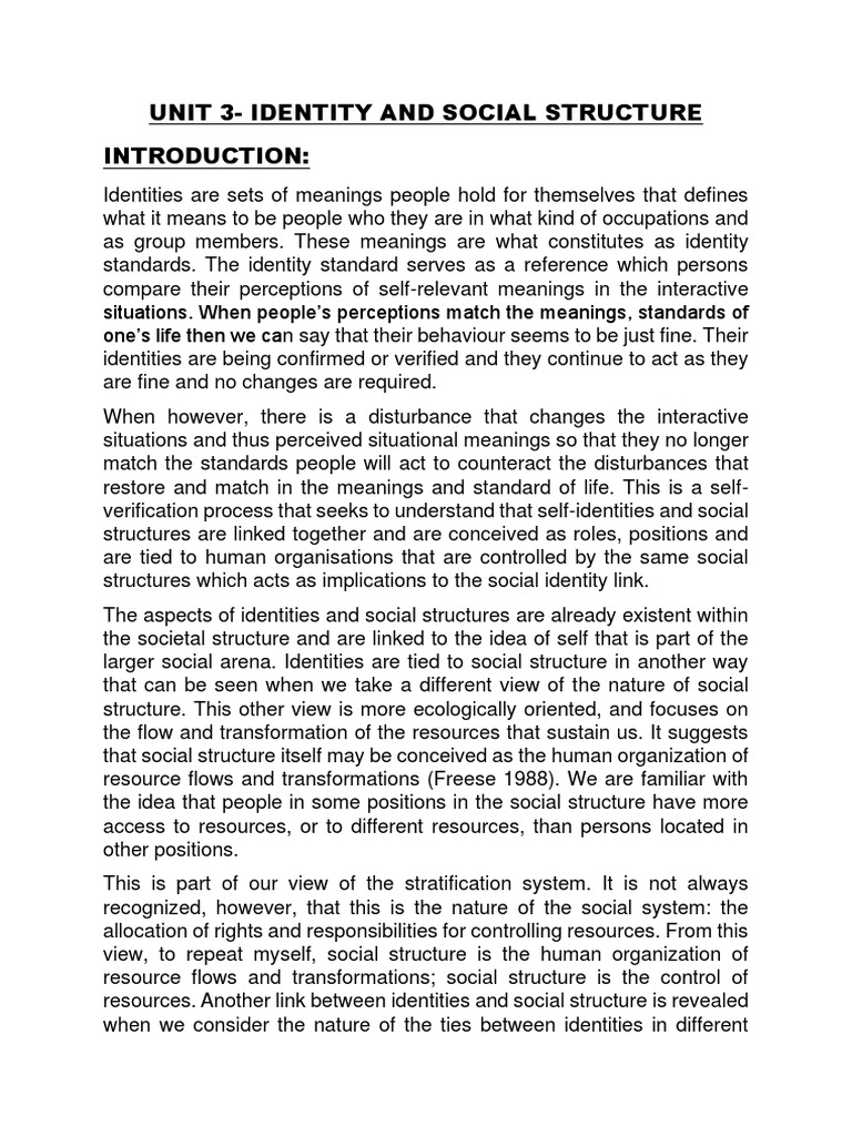 M3 - Identity and Social Structure | PDF | Identity (Social Science ...