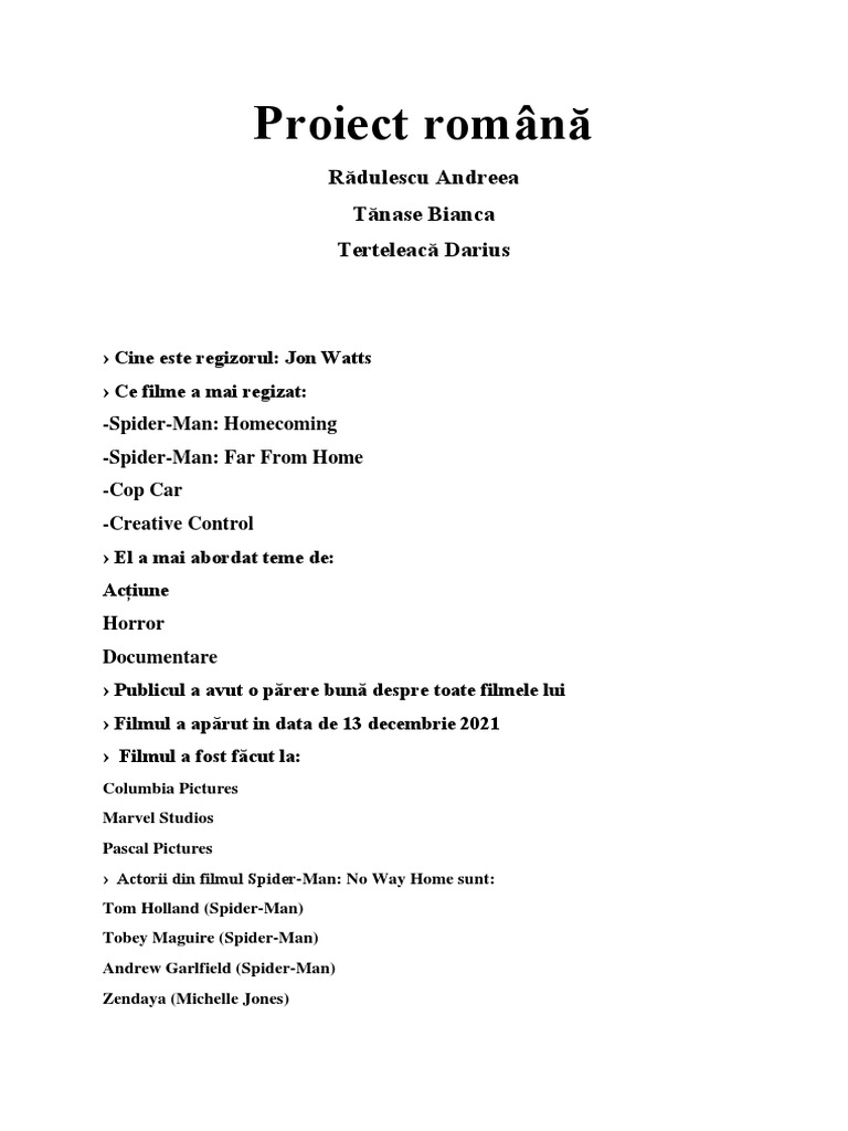 Proiect Romana | PDF