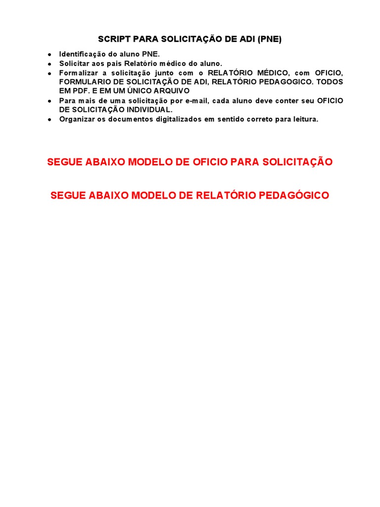 Script para Solicitação de Adi | PDF