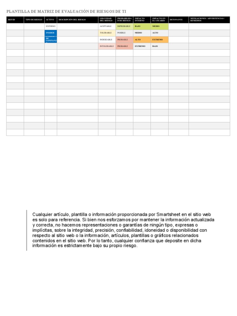IC IT Risk Assessment Matrix Template 27139 ES | PDF