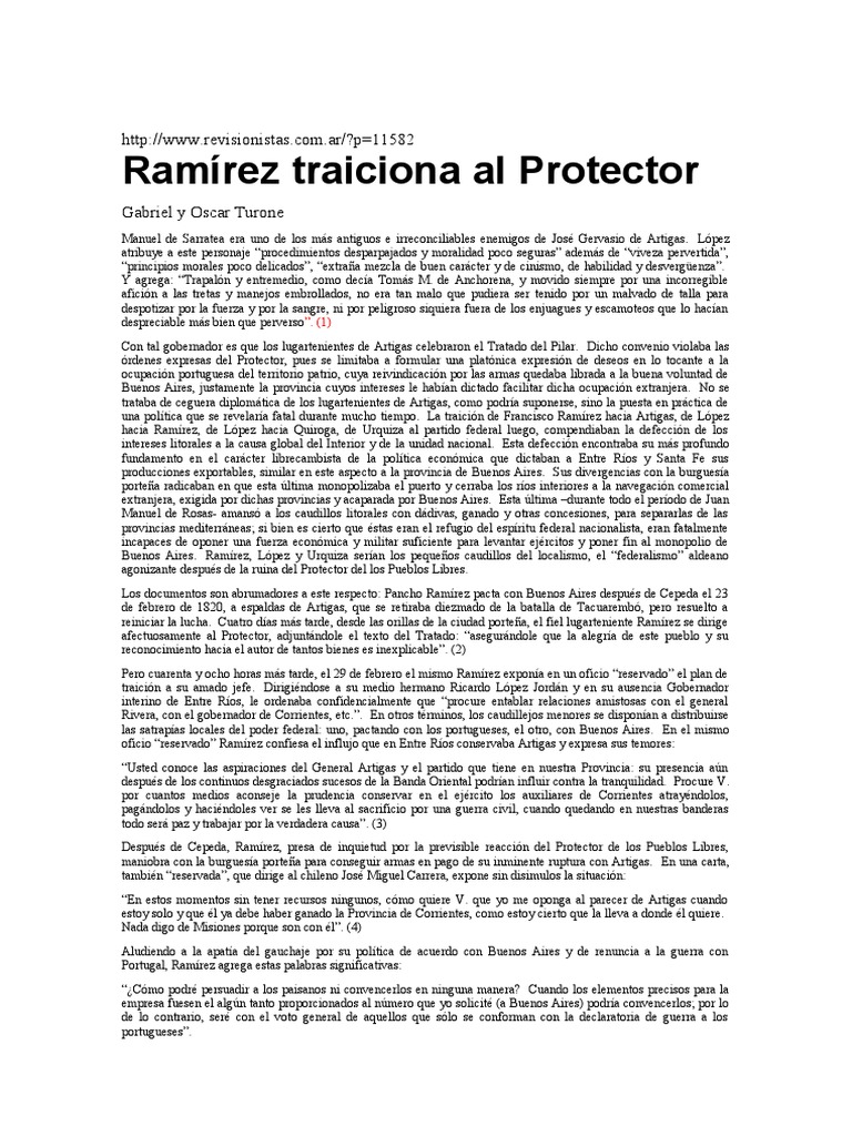 Gabriel y Oscar Turone ('Ramirez Traiciona Al Protector') | PDF | Argentina