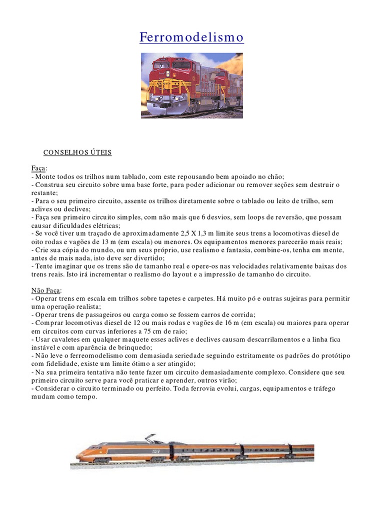Ferromodelismo | PDF | Trem | Modelagem de transporte ferroviário