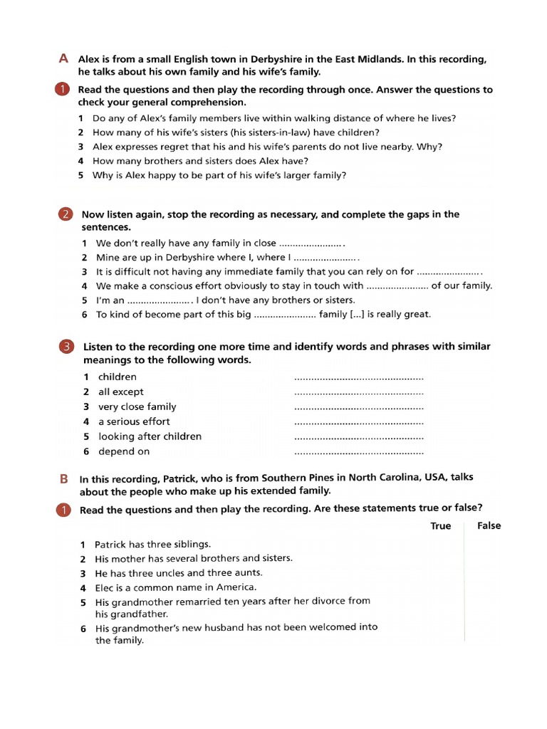 Your Family. Listening | PDF