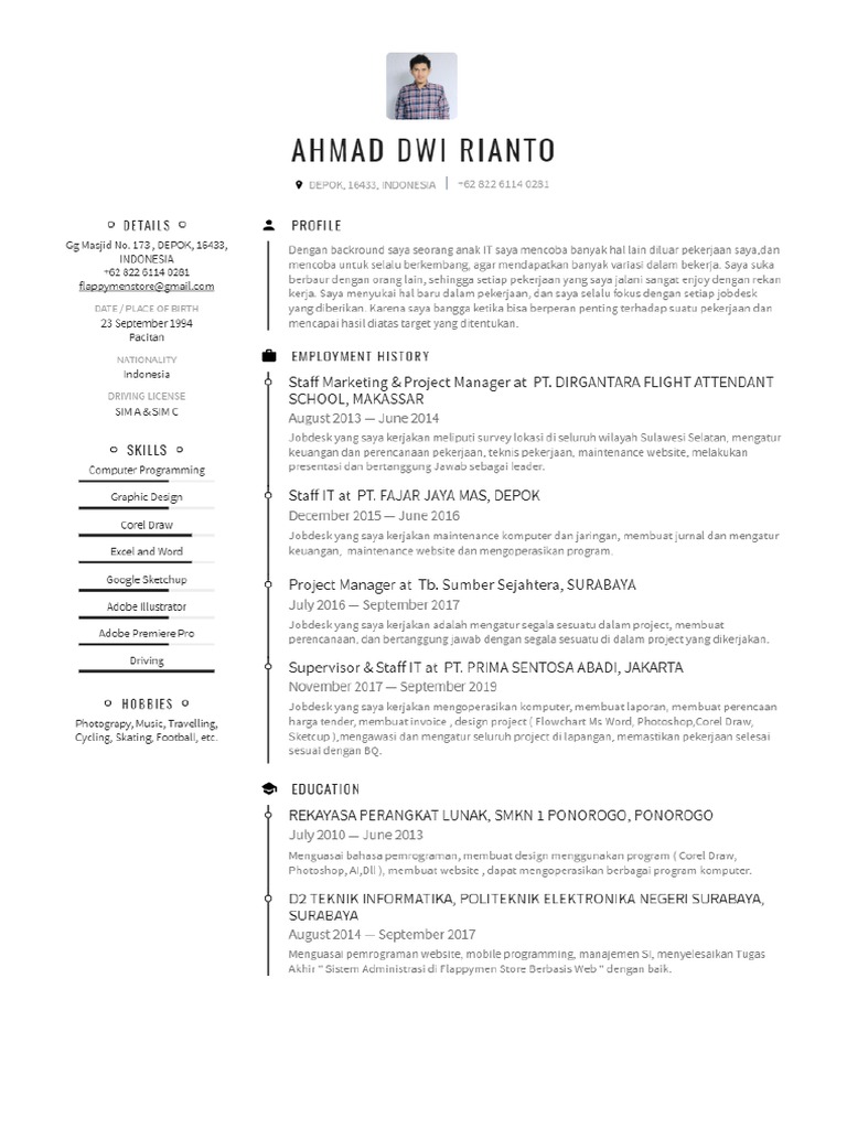 CV Ahmad Dwi Rianto Final Fix (Format Email Maksimum) | PDF