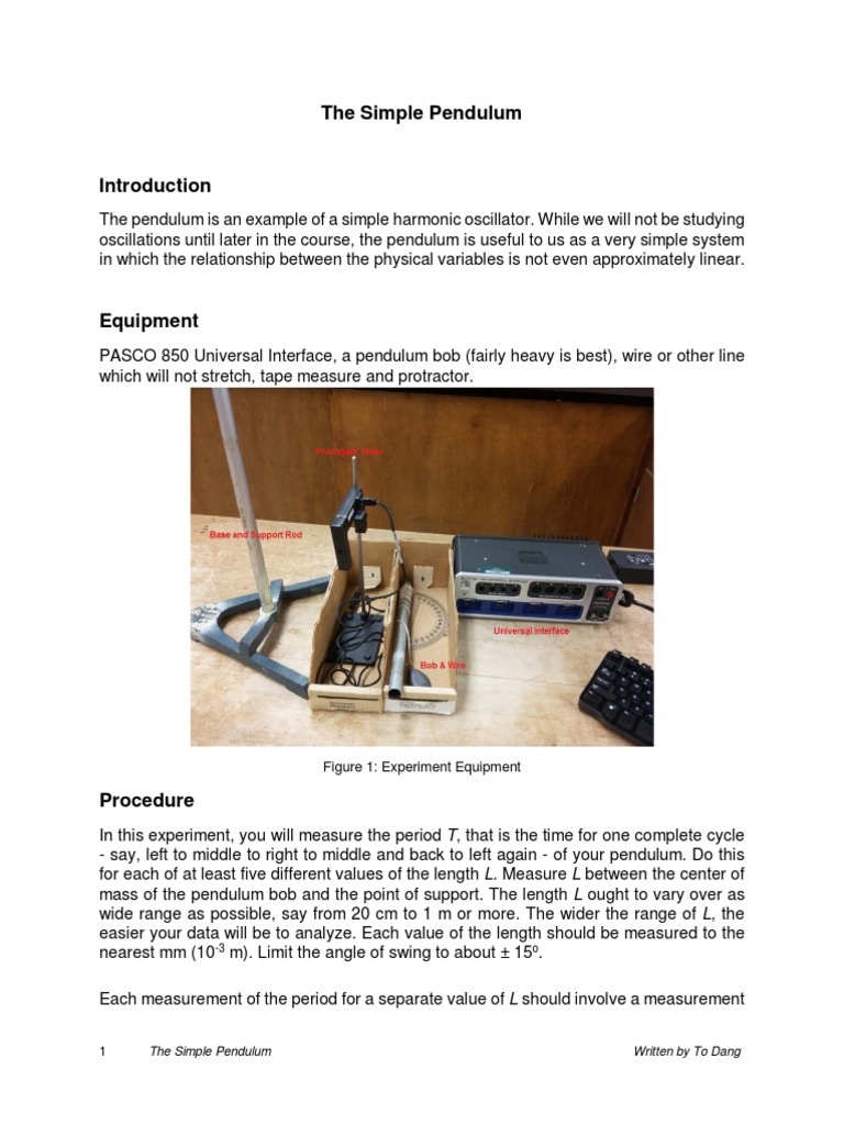 Simple Pendulum Experiment Guide | PDF | Errors And Residuals | Standard Deviation