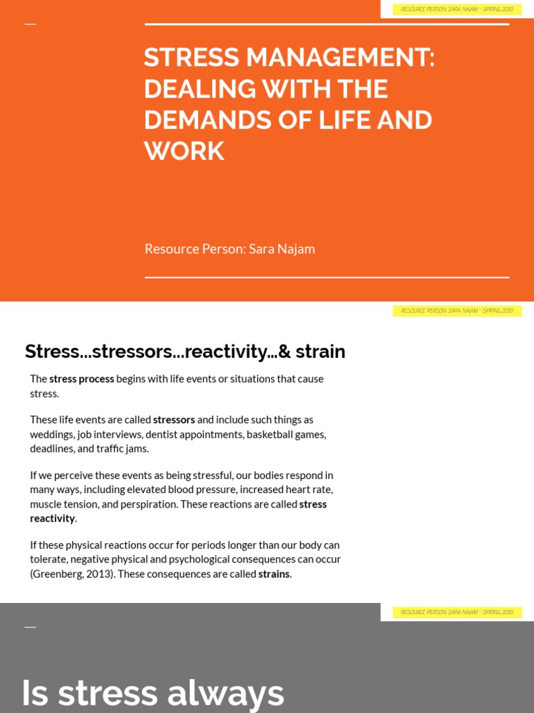 Stress Management - Dealing With The Demands of Life and Work | PDF ...