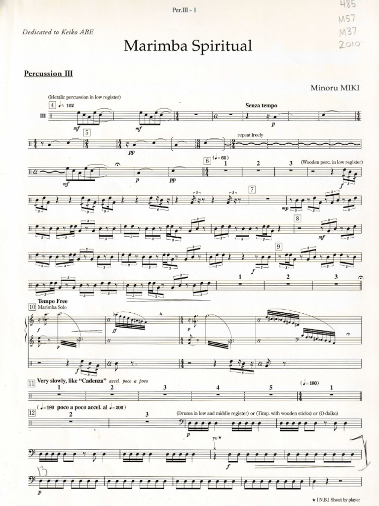 Marimba Spiritual by Minoru Miki | PDF | Drumming | Musical Instruments