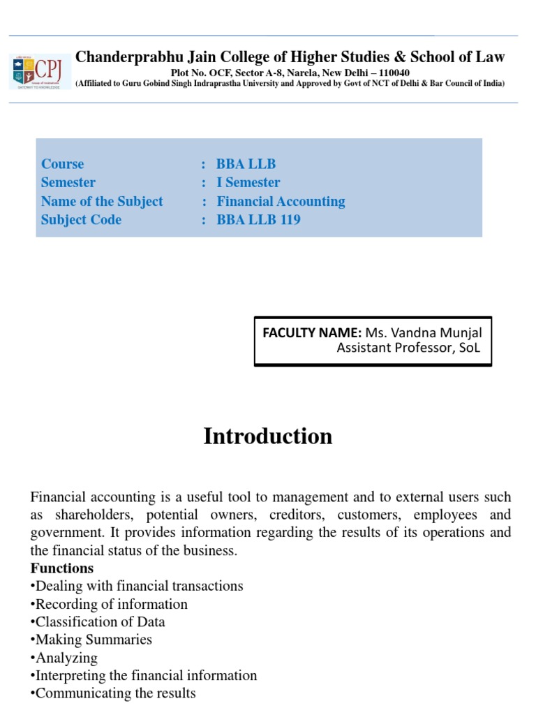 Financial Accounting Unit I | PDF | Bookkeeping | Accounting