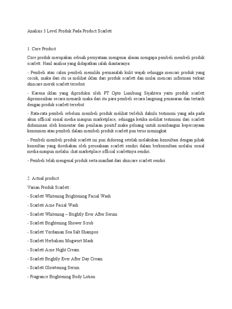 Analisis 3 Level Produk Pada Product Scarlett | PDF