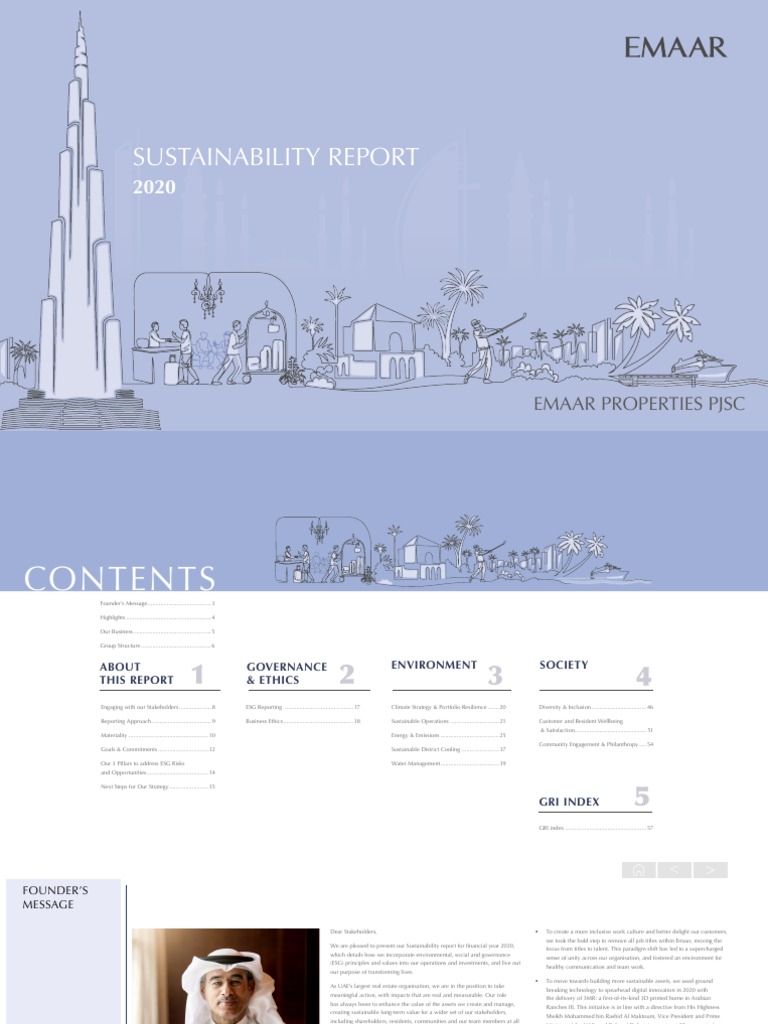 Emaar Properties Esg 2020 | PDF | Sustainability | Economies