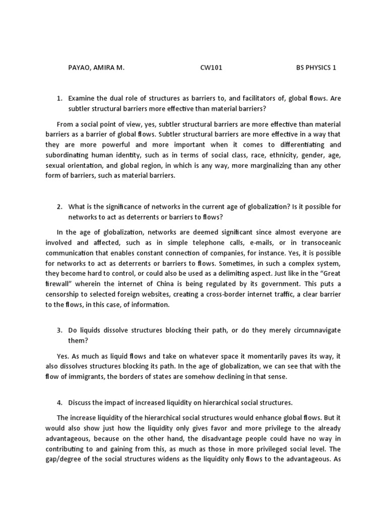 Barriers and Flows in Globalization | PDF | Globalization